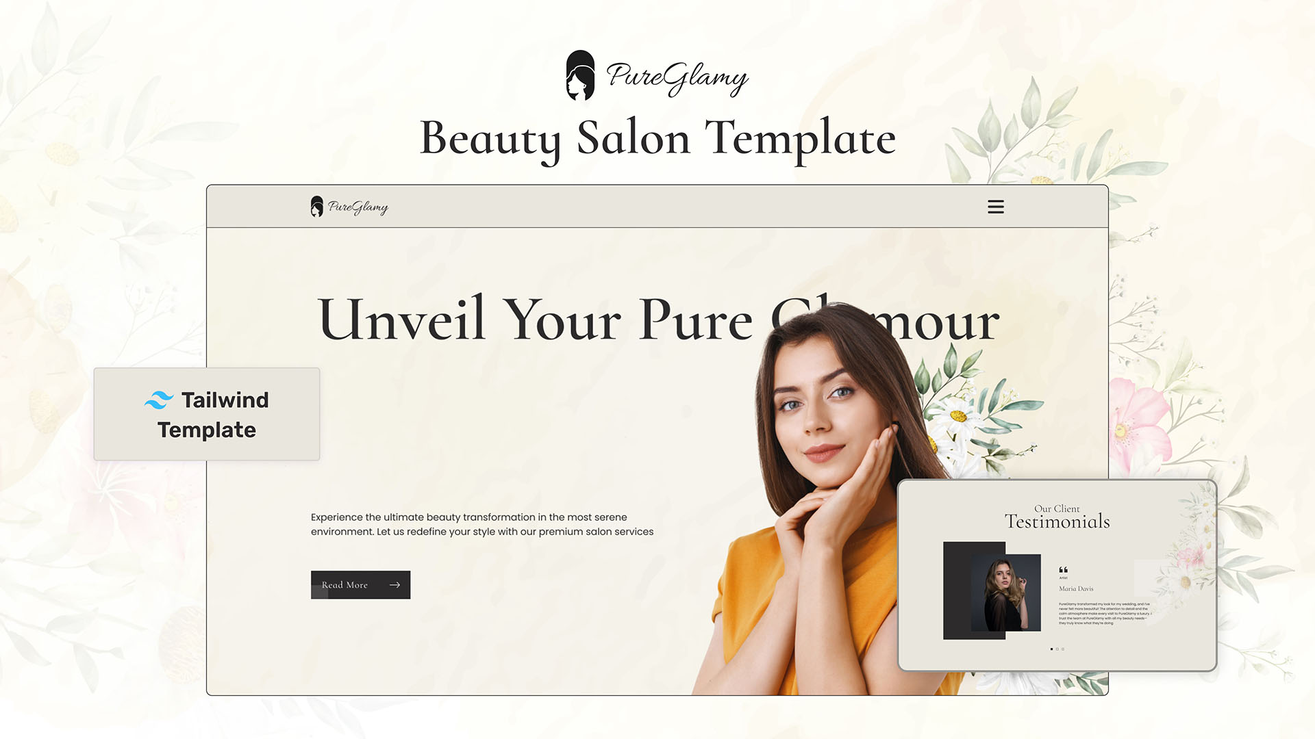 PureGlamy - Premium Beauty Salon Website Template - DesignToCodes