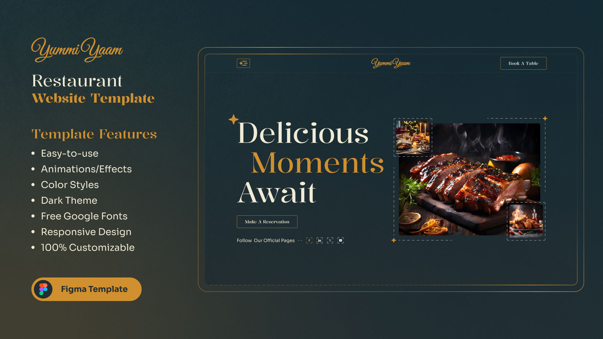 YummiYaam - Premium Restaurant Figma website Template - DesignToCodes