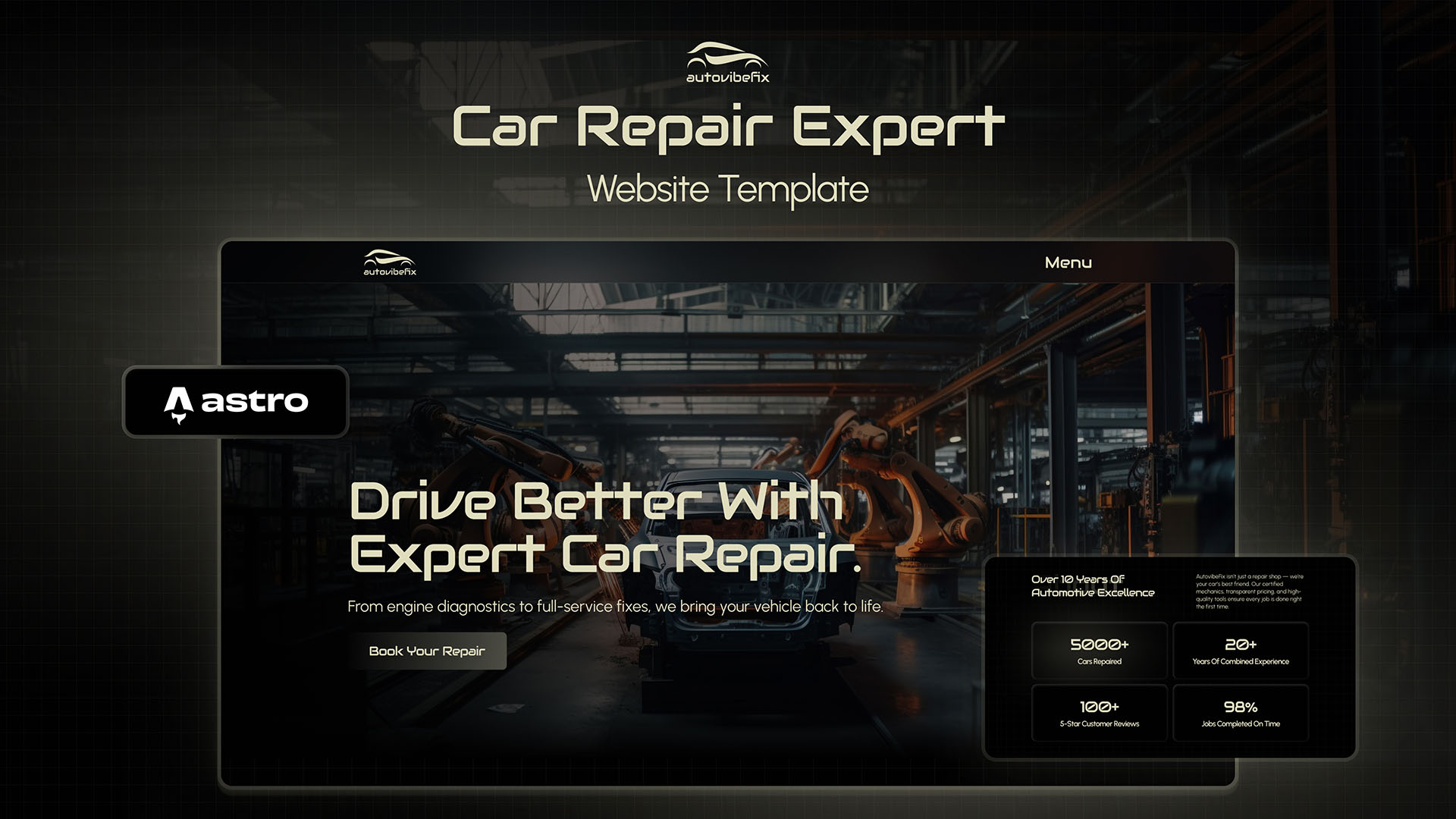 AutoVibefix - Car Repair Astro Template - DesignToCodes