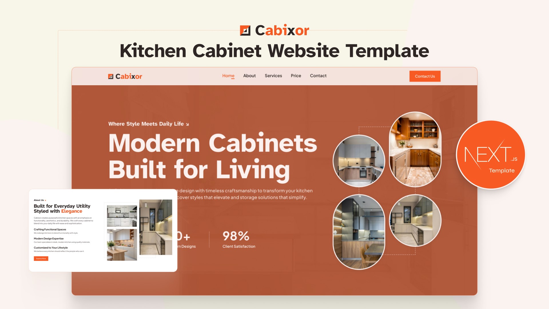 Cabixor - OnePage Kitchen Cabinet Next.js Template - DesignToCodes
