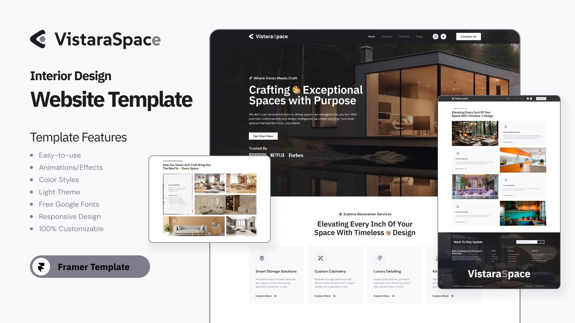 VistaraSpace - Multipage Interior Design Framer Template