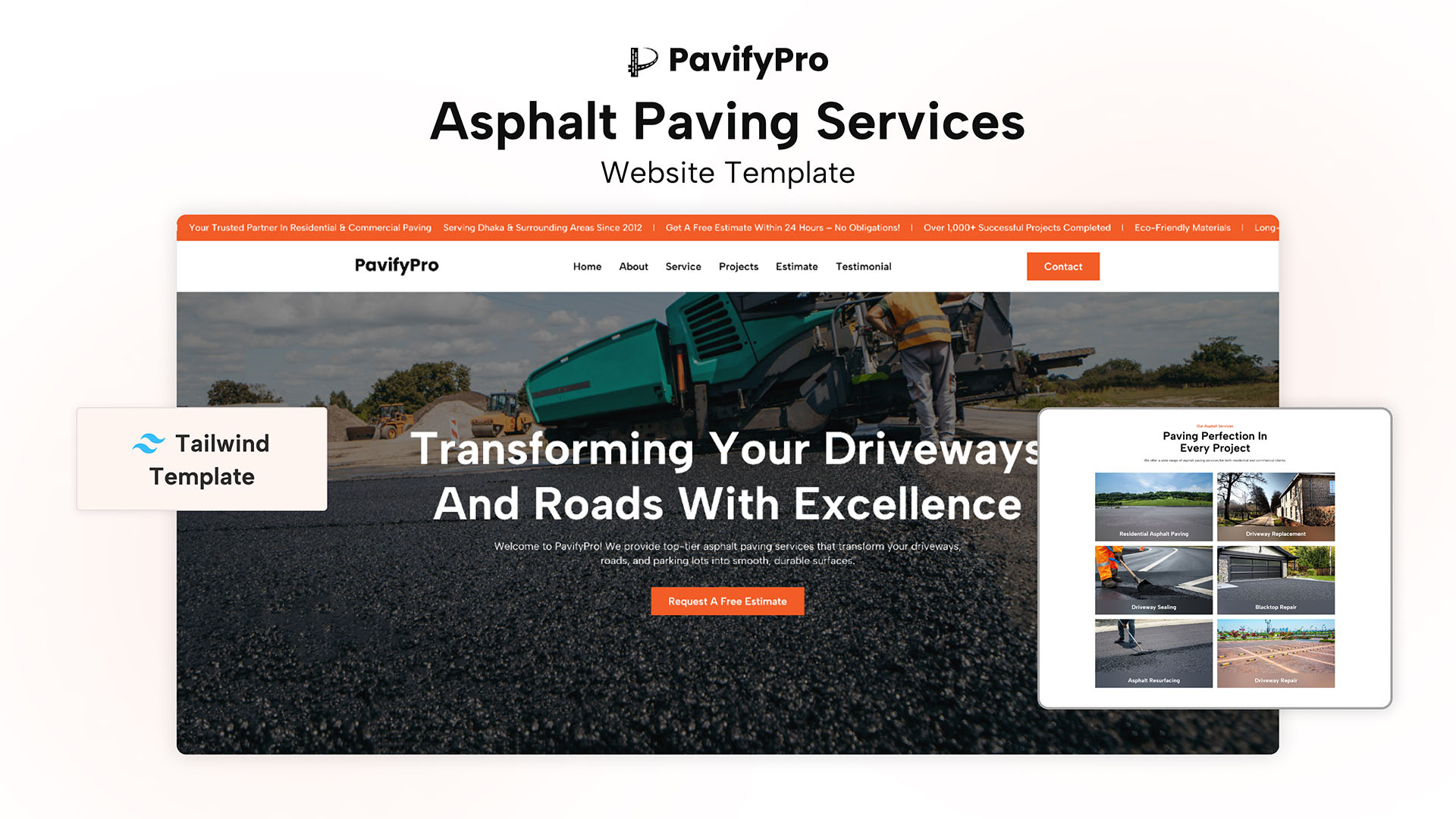 PavifyPro - Best Paving Contractors Tailwind Template - DesignToCodes