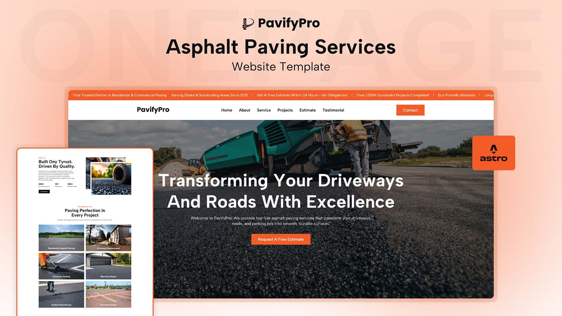 PavifyPro - Asphalt Paving Astro Template