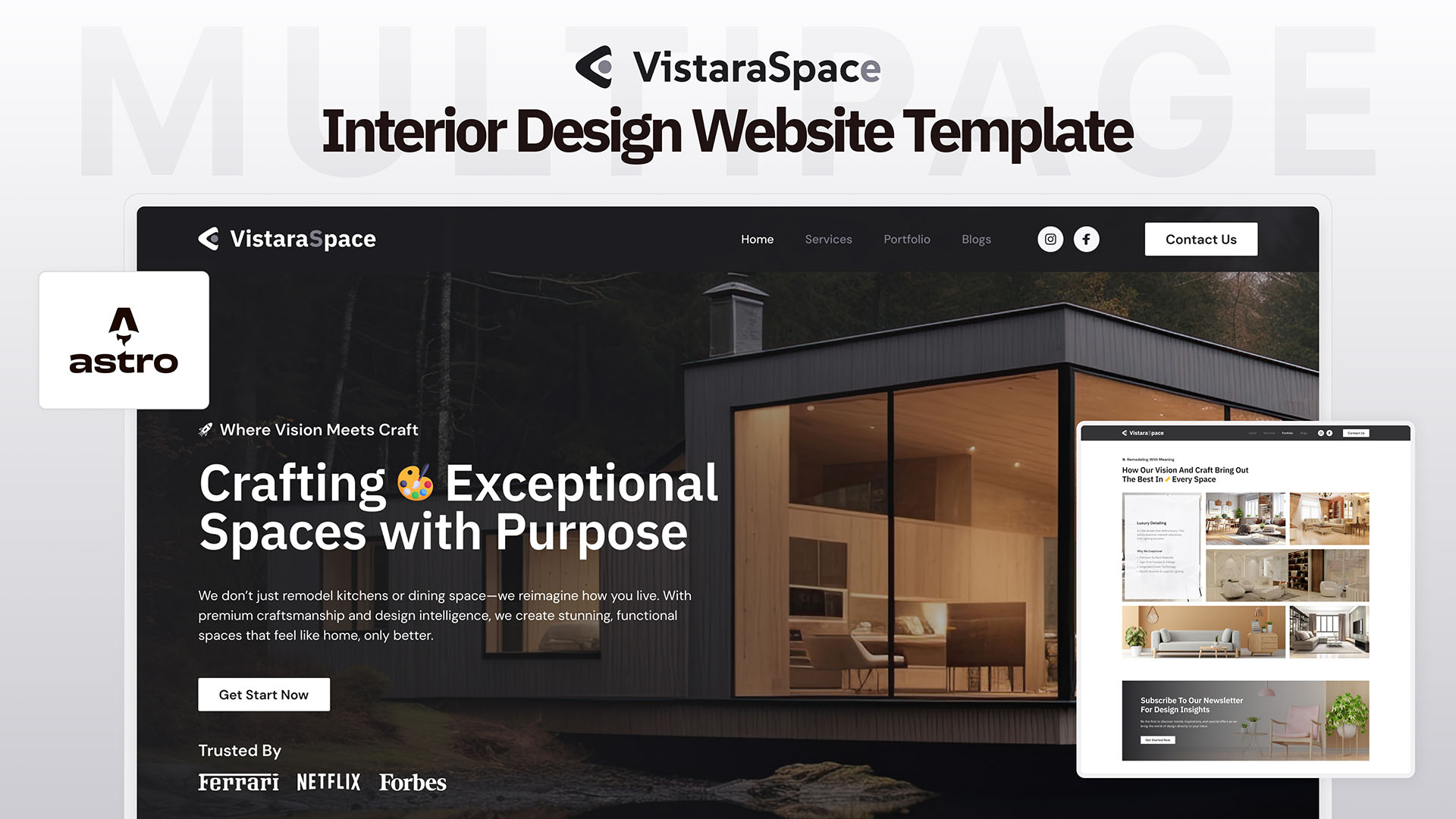 VistaraSpace - Interior Design Astro Template