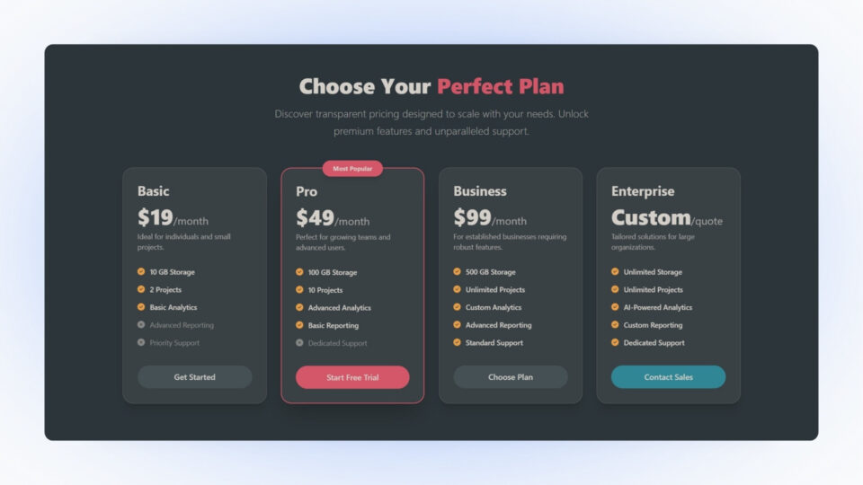 Pricing Section Tailwind Style 100 - DesignToCodes