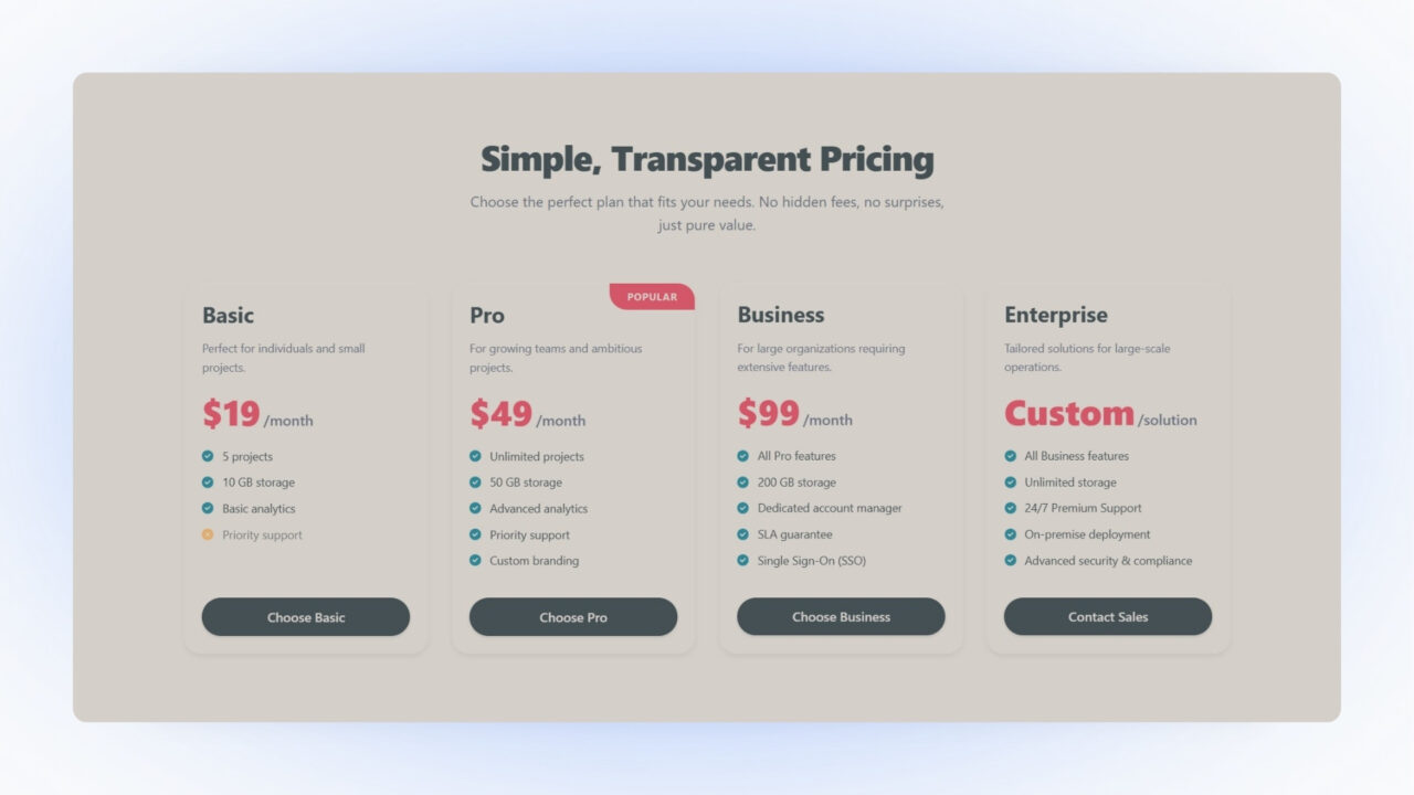 Pricing Section Tailwind Style 101 - DesignToCodes