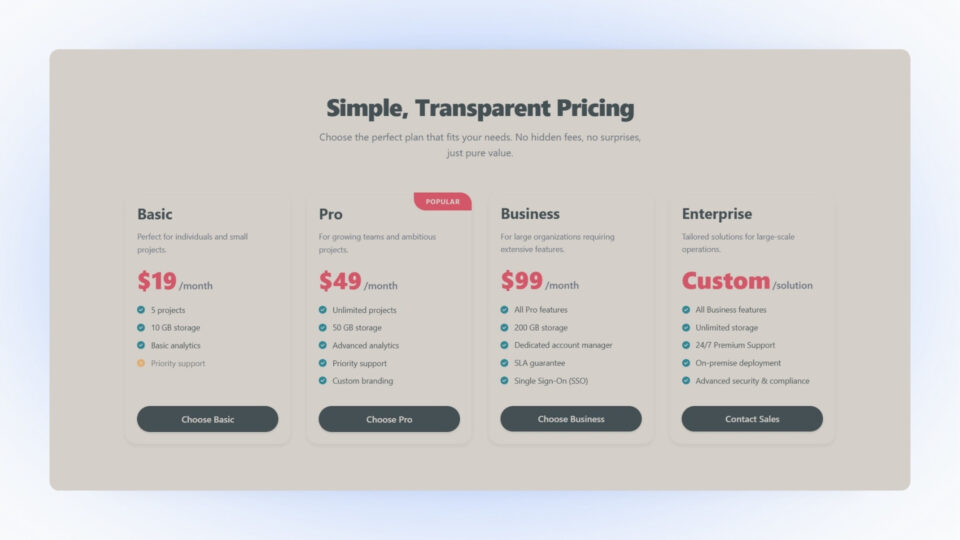 Pricing Section Tailwind Style 101 - DesignToCodes
